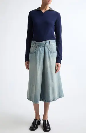 MAISON MARGIELA Asymmetric Wrap Denim Midi Skirt