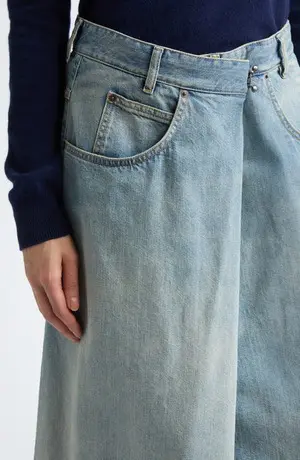 MAISON MARGIELA Asymmetric Wrap Denim Midi Skirt