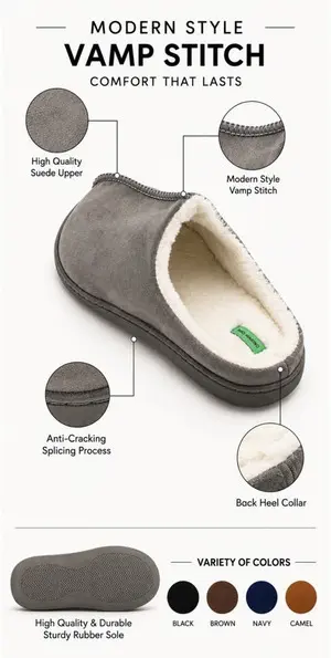 MIO MARINO Cuddles Memory Foam Faux Suede Mule Slippers - Gray