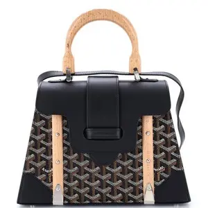 Goyard Saigon Top Handle Bag Coated Canvas With Leather Pm - Black