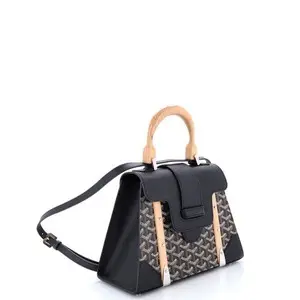 Goyard Saigon Top Handle Bag Coated Canvas With Leather Pm - Black
