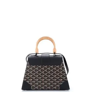 Goyard Saigon Top Handle Bag Coated Canvas With Leather Pm - Black