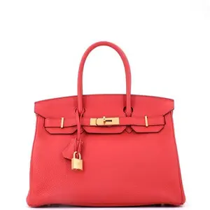 Hermès Birkin Handbag Togo With Gold Hardware 30 - Red