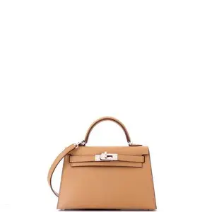Hermès Kelly Mini Ii Bag Brown Epsom With Palladium Hardware 20 - Beige