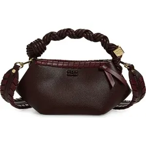 GANNI Mini Bou Leather Top Handle Bag - Bitter Chocolate