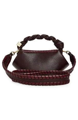 GANNI Mini Bou Leather Top Handle Bag - Bitter Chocolate