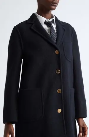 Thom Browne Bell Sleeve Virgin Wool Coat