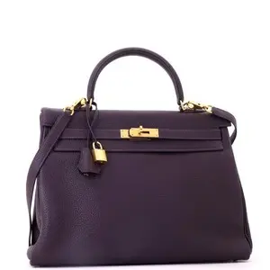 Hermès Kelly Handbag Purple Togo With Gold Hardware 35