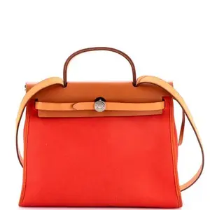 Hermès Herbag Zip Leather And Toile 31 - Red