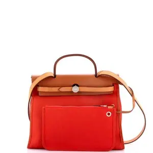 Hermès Herbag Zip Leather And Toile 31 - Red