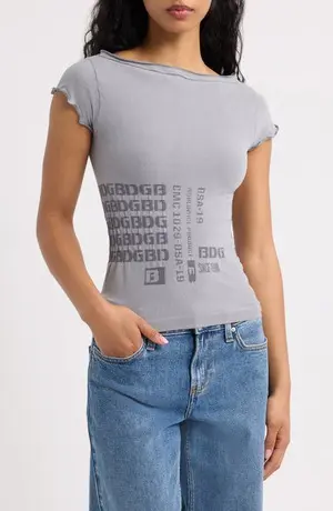 BDG URBAN OUTFITTERS Graphic Seamless Baby Tee - Grey
