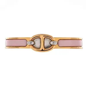 Hermès Mini Clic Chaine D'ancre Bracelet Metal And Enamel - Pink