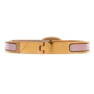 Hermès Mini Clic Chaine D'ancre Bracelet Metal And Enamel - Pink