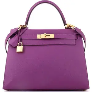 Hermès Kelly Handbag Purple Epsom With Gold Hardware 28