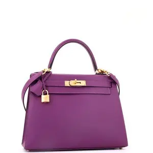 Hermès Kelly Handbag Purple Epsom With Gold Hardware 28
