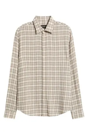 Emporio Armani Plaid Long Sleeve Button-up Shirt - Beige