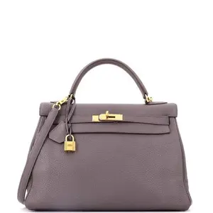 Hermès Kelly Handbag Togo With Gold Hardware 32 - Grey