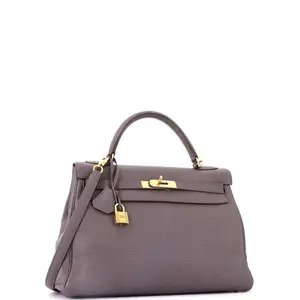 Hermès Kelly Handbag Togo With Gold Hardware 32 - Grey