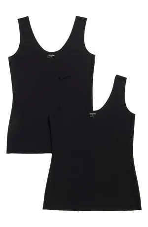Nordstrom Pack Of 2 Invisible Edge Tanks - Black