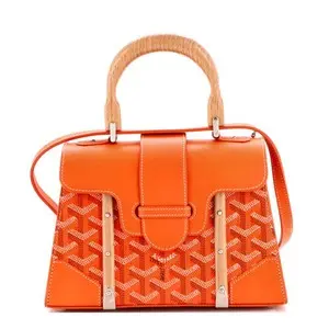 Goyard Structured Saigon Top Handle Bag Coated Canvas With Leather Mini - Orange