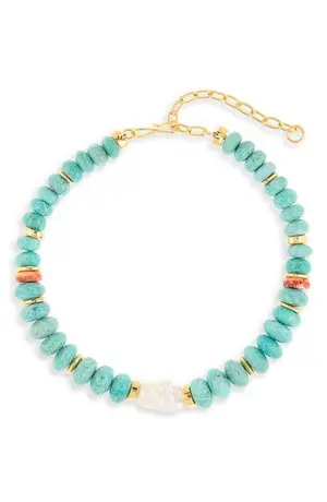 LIZZIE FORTUNATO Provence Baroque Pearl & Amazonite Collar Necklace
