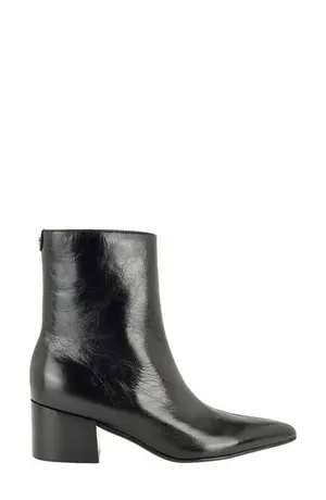 Calvin Klein Suede Pointed Toe Block Heel Booties - Black