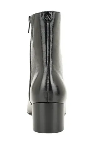 Calvin Klein Suede Pointed Toe Block Heel Booties - Black