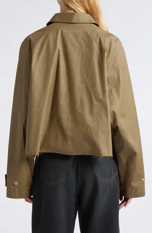 MAISON MARGIELA Cropped Sports Jacket With Raw Hem And Logo Detail