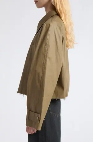 MAISON MARGIELA Cropped Sports Jacket With Raw Hem And Logo Detail