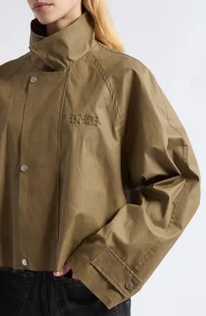 MAISON MARGIELA Cropped Sports Jacket With Raw Hem And Logo Detail