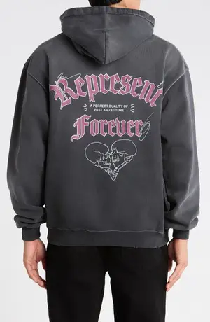 REPRESENT Duality Graphic Hoodie - Washed Black
