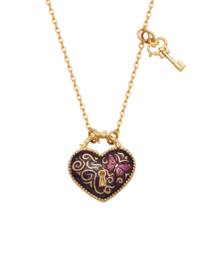 FABLE ENGLAND Eve Heart Lock & Key Necklace - Gold