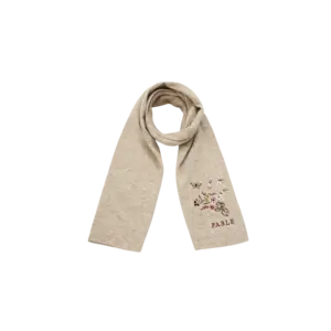 FABLE ENGLAND Eve Floral Embroidered Knitted Scarf - Oat