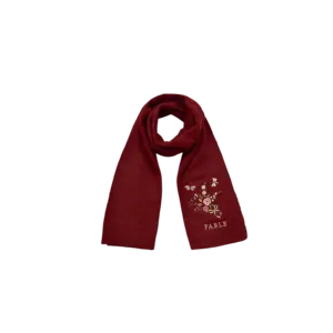 FABLE ENGLAND Eve Floral Embroidered Knitted Scarf - Red