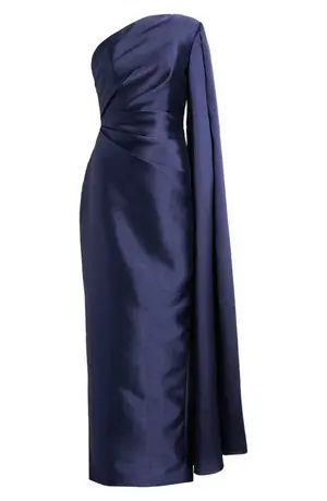 Solace London Veya One-shoulder Gown - Navy