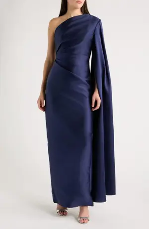 Solace London One-shoulder Gown - Navy