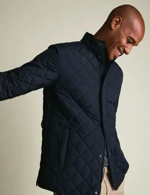 CHARLES TYRWHITT Diamond Quilted Jacket - Navy