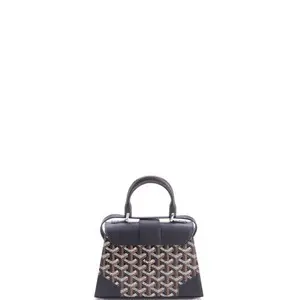 Goyard Structured Saigon Top Handle Bag Embroidered Coated Canvas With Leather Mini
