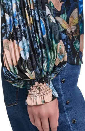 Karl Lagerfeld Paris Floral Long Sleeve Knit Top