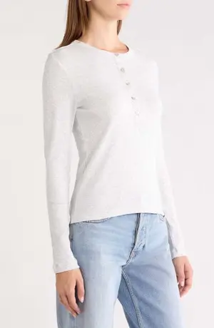 Marine Layer Mini Rib Henley Long Sleeve Top