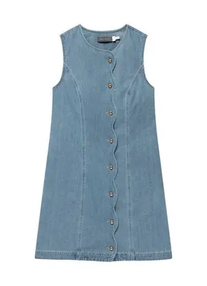 Mint Velvet Denim Scallop Mini Shift Dress