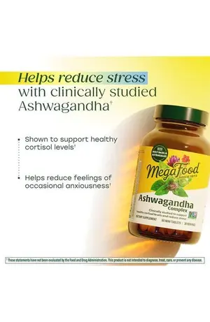 MEGAFOOD Ashwagandha Complex, Cortisol Supplement, Vegetarian, Gluten Free
