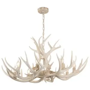 JONATHAN Y Eldora 36" 8-light Rustic Farmhouse Adjustable Resin Antler Led Chandelier - Beige