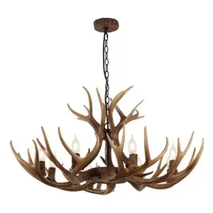 JONATHAN Y Eldora 36" 8-light Rustic Farmhouse Adjustable Resin Antler Led Chandelier - Brown