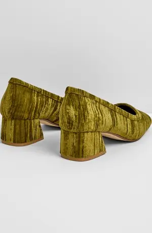 Charlotte Stone Poppie Block Heel Pump - Olive