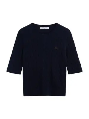 Gerard Darel Raisa Cable Knit Short Sleeve Sweater