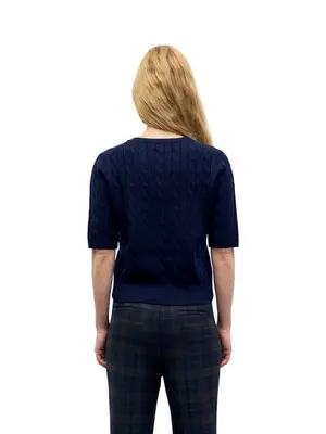 Gerard Darel Raisa Cable Knit Short Sleeve Sweater