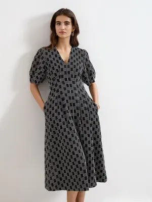 PHASE EIGHT Yasmine V-neck Printed A-line Dress