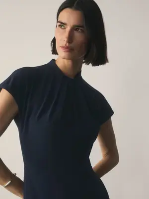 The Fold Clever Crepe Rossano Dress - Navy