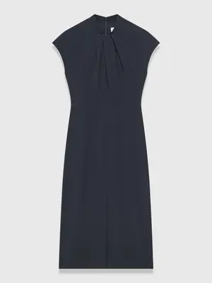The Fold Rassina Gathered Jersey Midi Dress - Navy